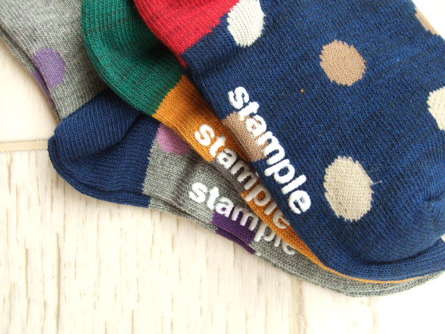 【通年】stample【スタンプル】グラデーションドット クルーソックス〔3足組/3P〕（SS(10-12)～LL(22-24)）71450